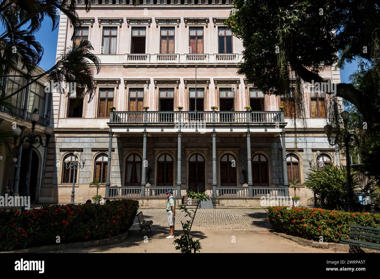 The famous Catete palace facade facing the interior green vegetation ...