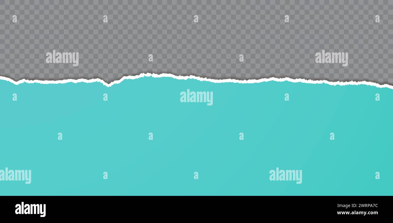 Blue colored paper sheet with ripped edge isolated on transparent ...