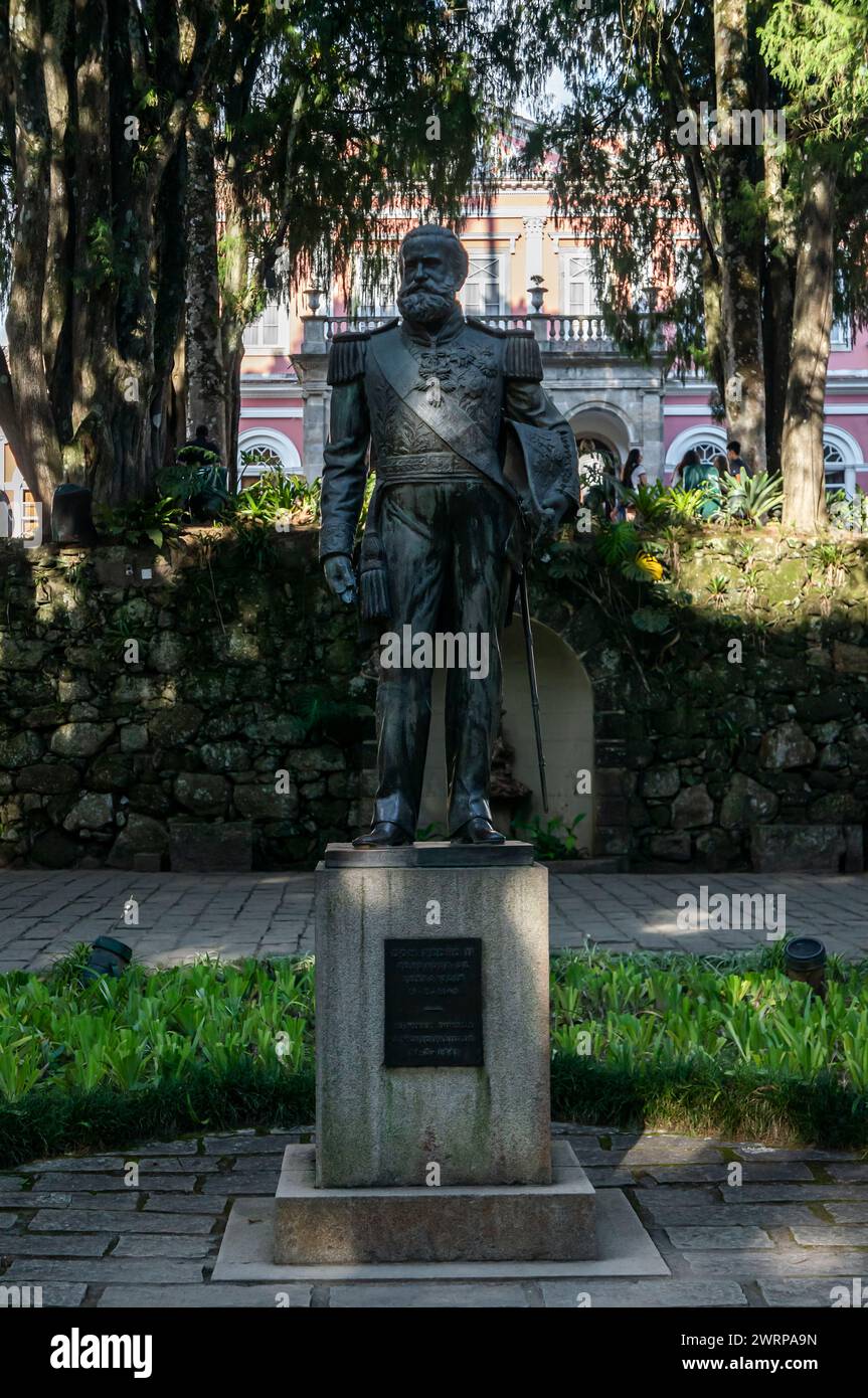 Sculpture in honor to emperor Dom Pedro II in the middle of Petropolis ...