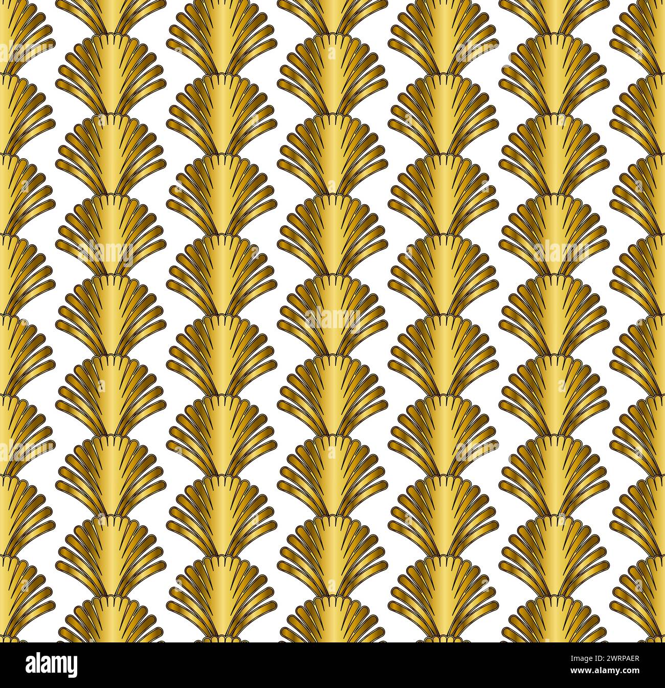 Gold Art Deco Seamless Repeat Pattern on White Background Stock Vector ...