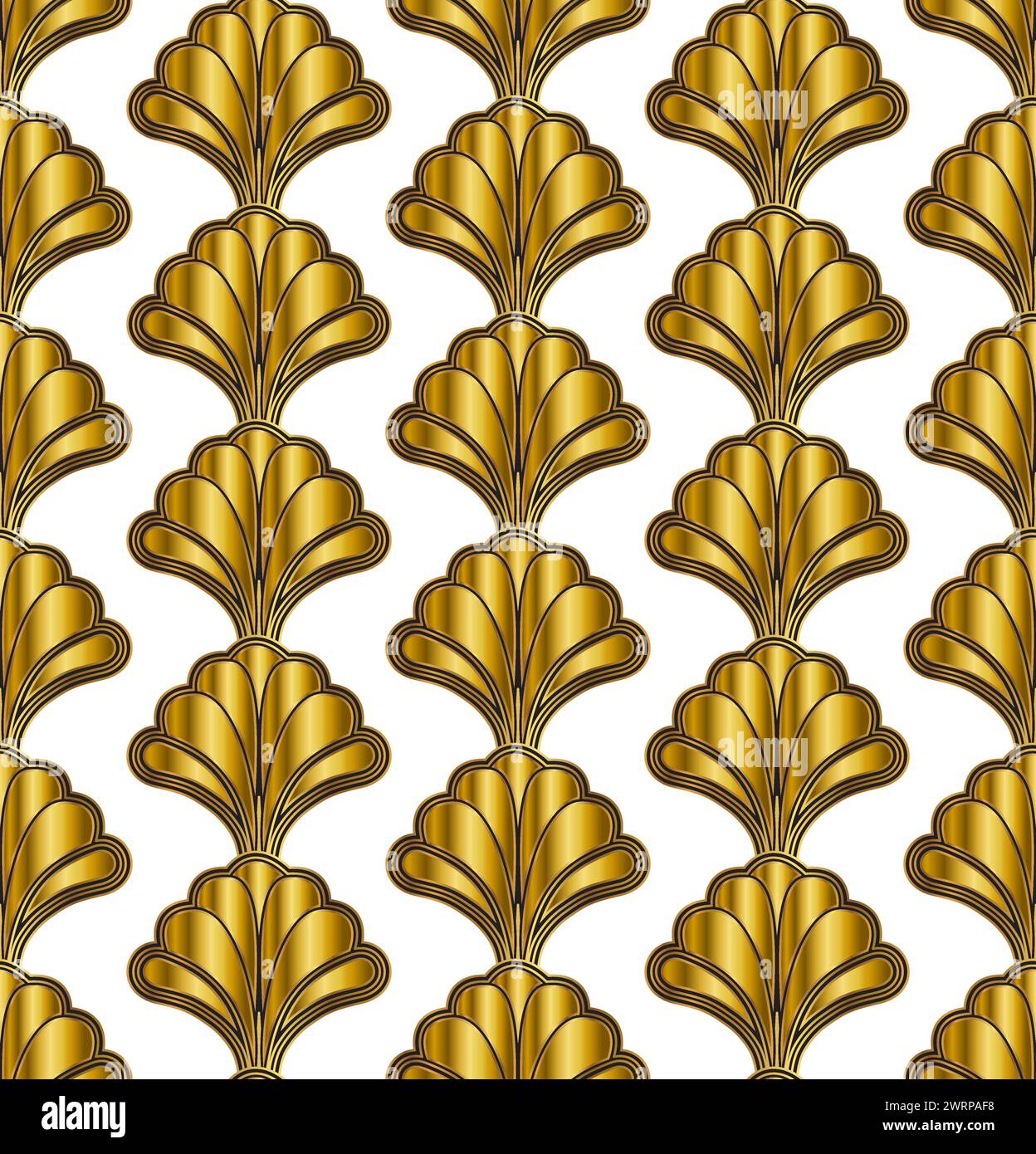 Gold Art Deco Seamless Repeat Pattern on White Background Stock Vector ...