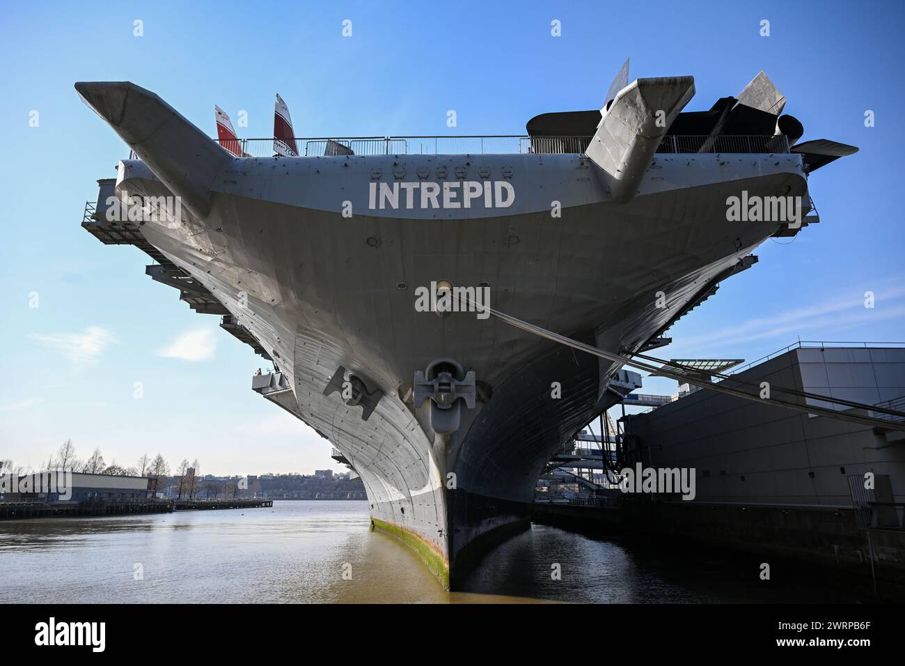 The USS Intrepid Museum at Pier 86 along the Huson River on March 13 ...