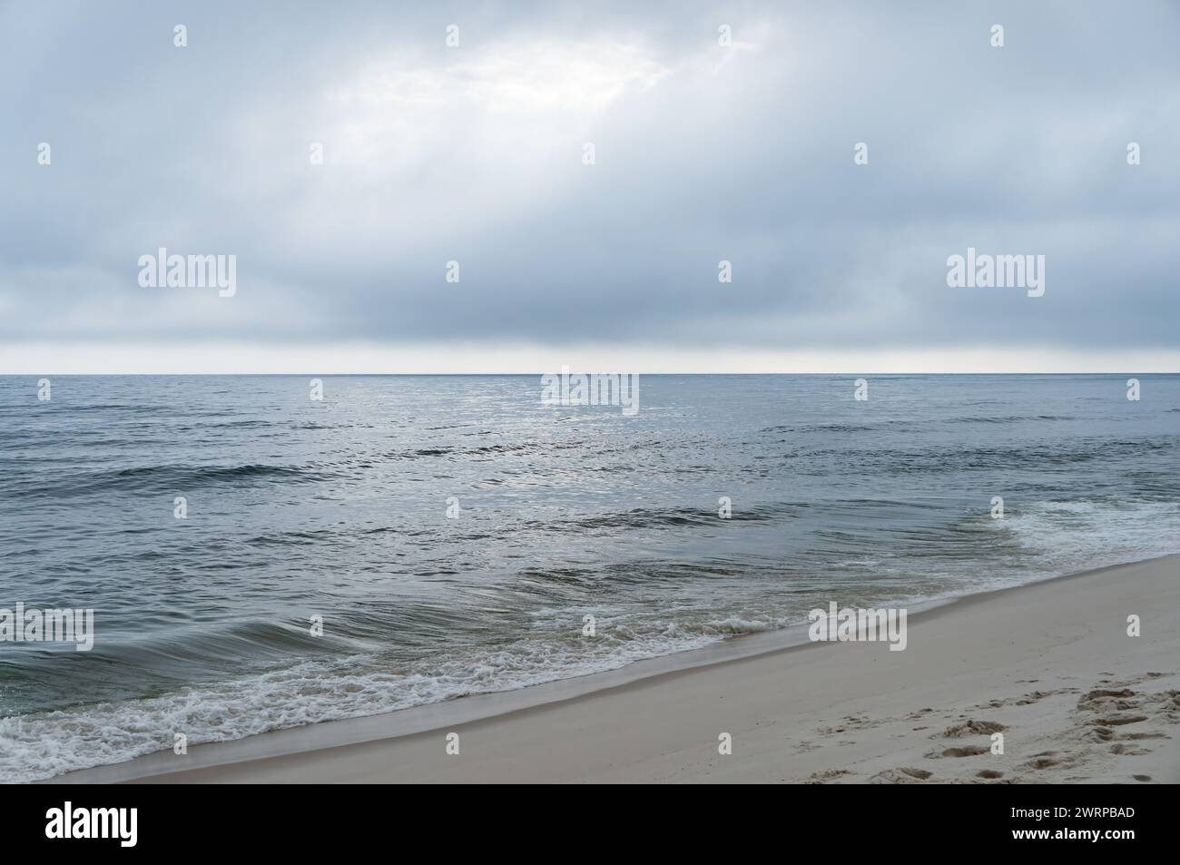 Calm and gentle ocean waves of Atlantic Ocean blue waters hitting the ...