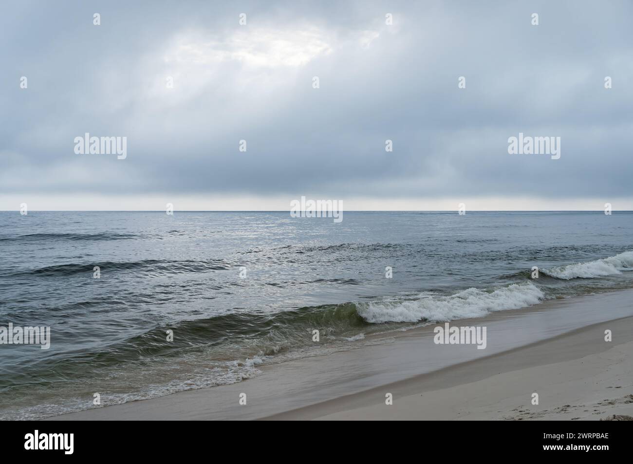Calm and gentle ocean waves of Atlantic Ocean blue waters hitting the ...