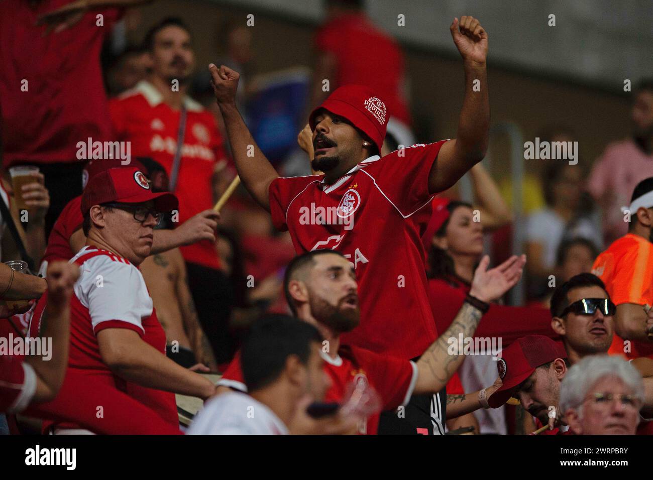 Brasilia, Brazil. 13th Mar, 2024. Fans of Internacional, during the ...