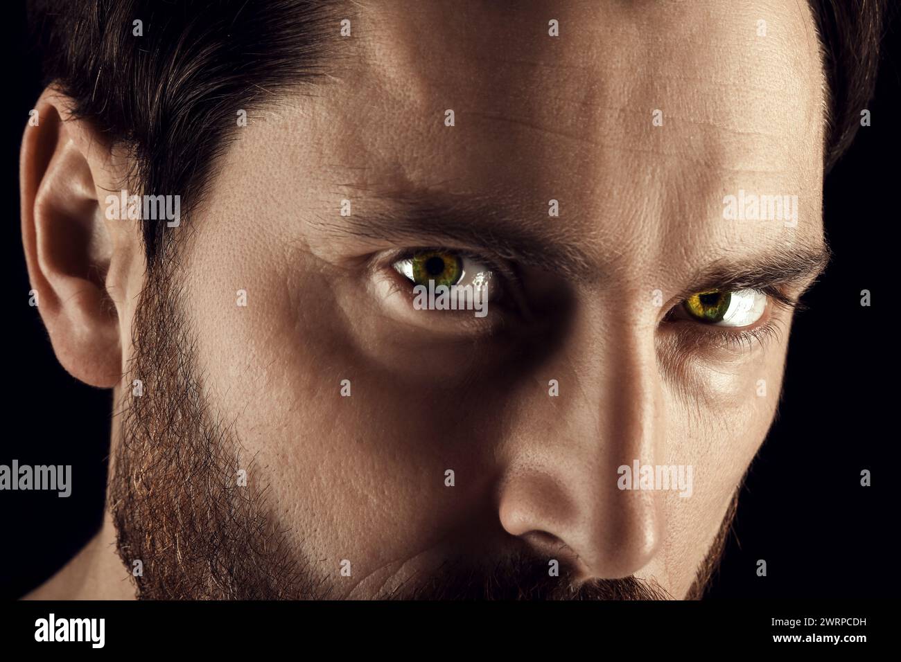 Captivating gaze. Man with green eyes, closeup Stock Photo - Alamy