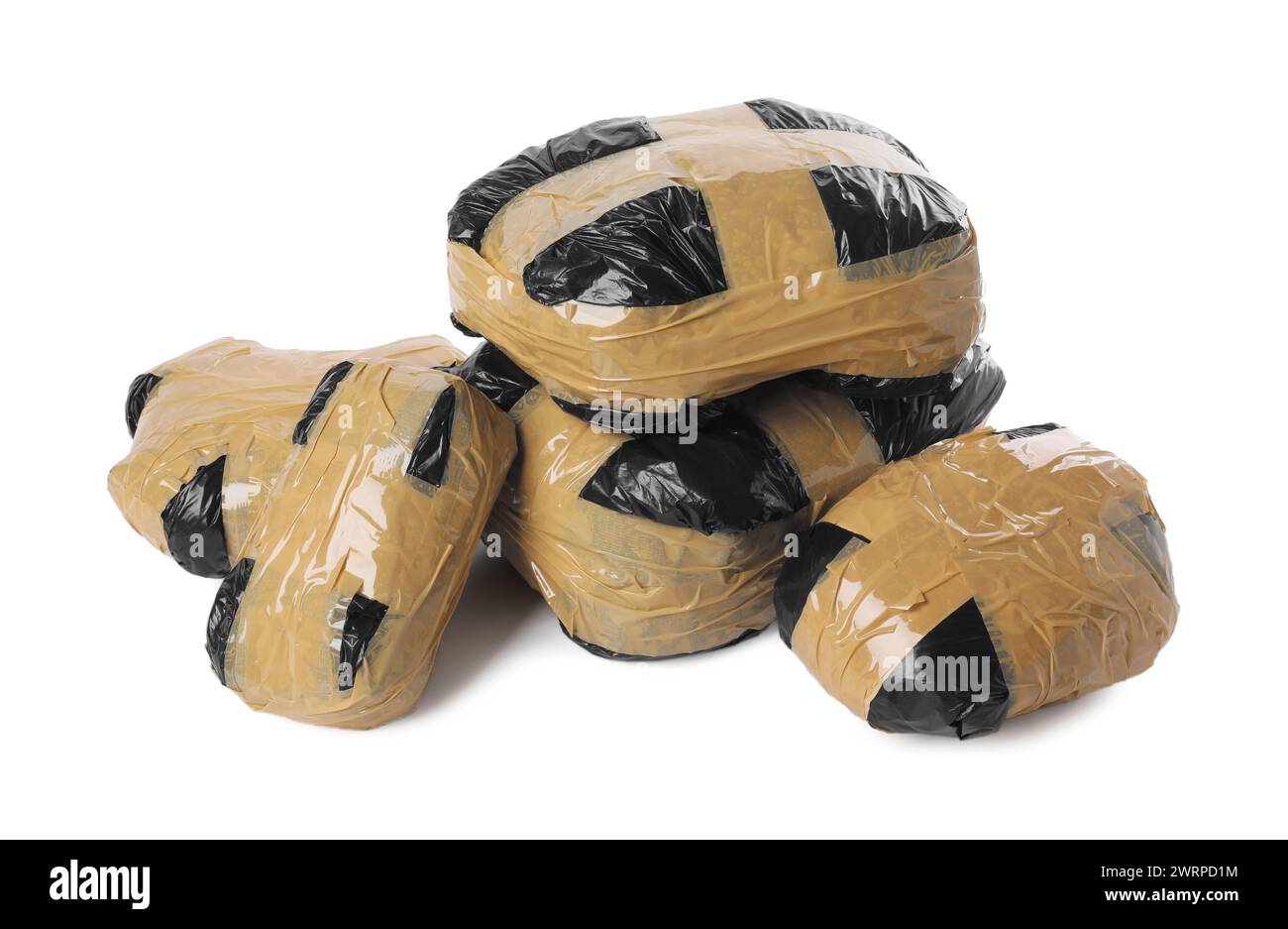 Packages with narcotics isolated on white. Drug addiction Stock Photo ...