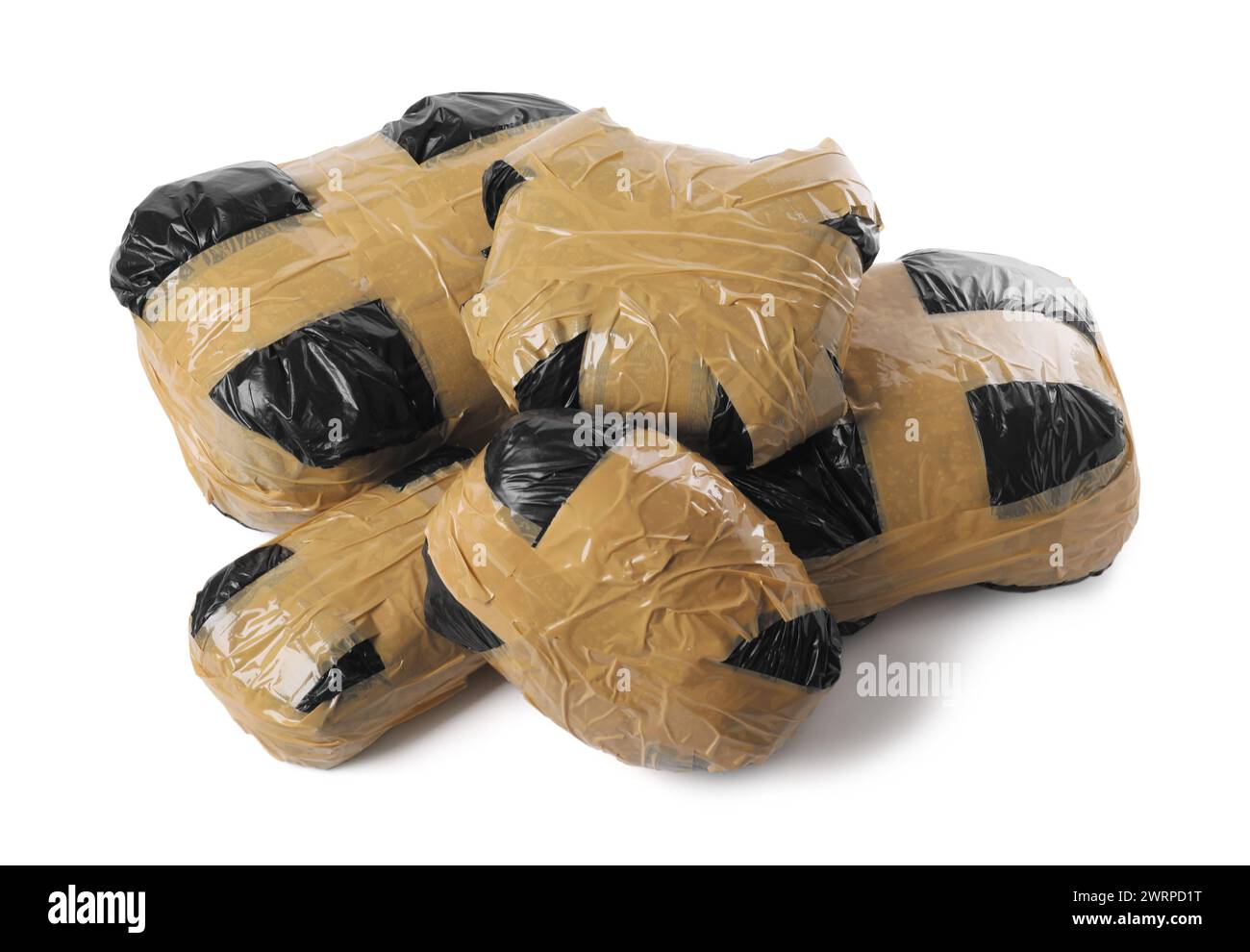 Packages with narcotics isolated on white. Drug addiction Stock Photo ...