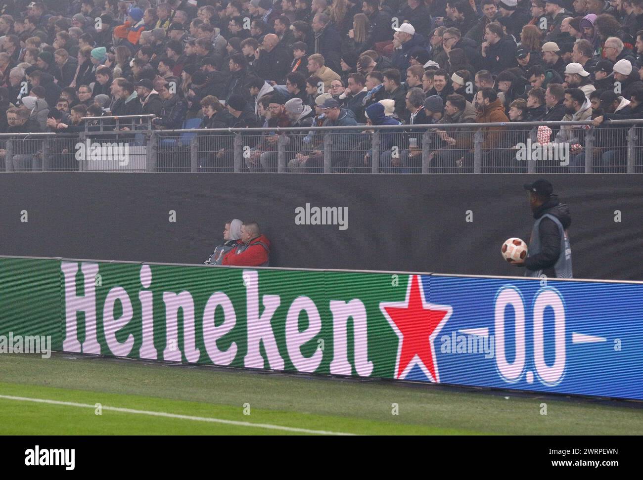 Hamburg, Germany - February 15, 2024: Heineken sponsor banner seen on ...