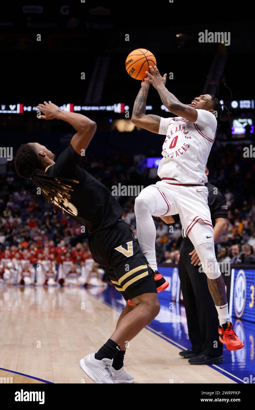 NASHVILLE, TN - MARCH 13: Arkansas Razorbacks guard Khalif Battle (0 ...