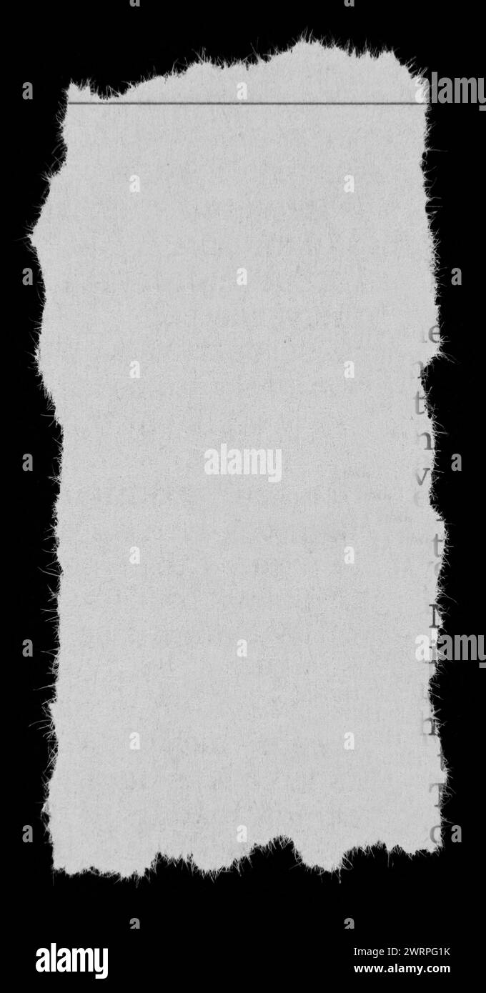Vertical piece of torn paper on black Stock Photo - Alamy