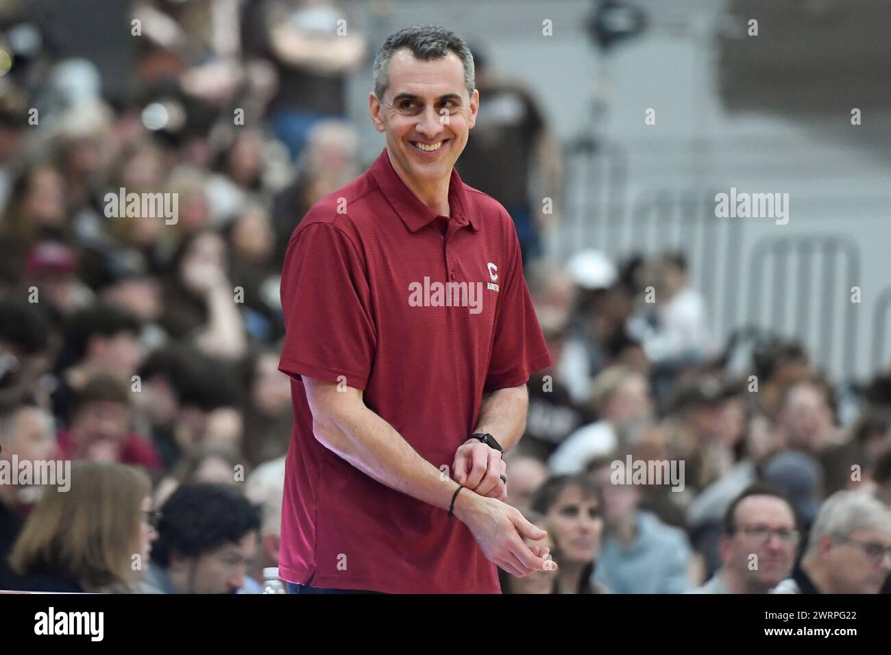Colgate head coach Matt Langel reacts during the second half of an NCAA ...