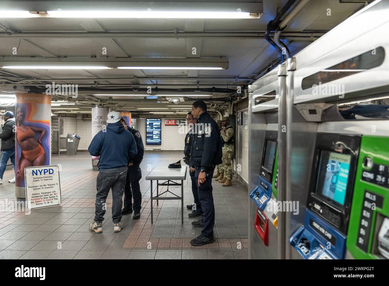 NYPD officers with help members of National Guards deployed to inspect ...
