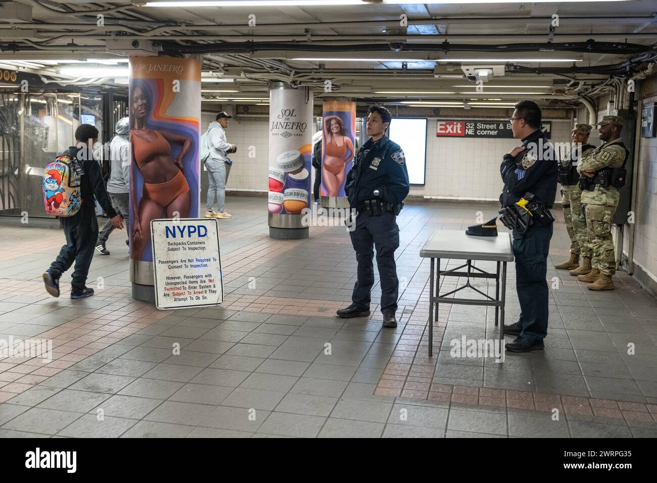 NYPD officers with help members of National Guards deployed to inspect ...