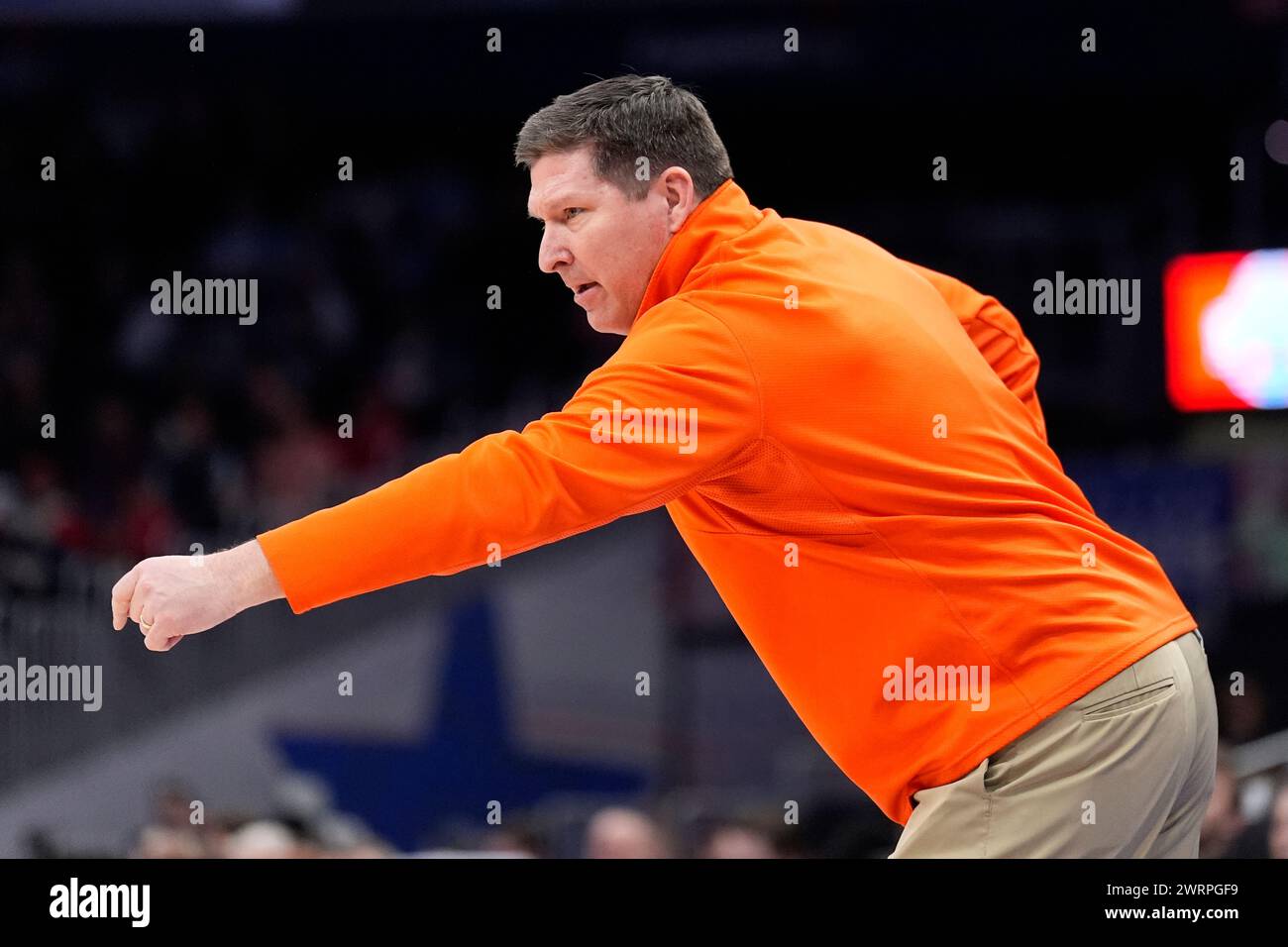 Clemson head coach Brad Brownell gestures to his players during the ...