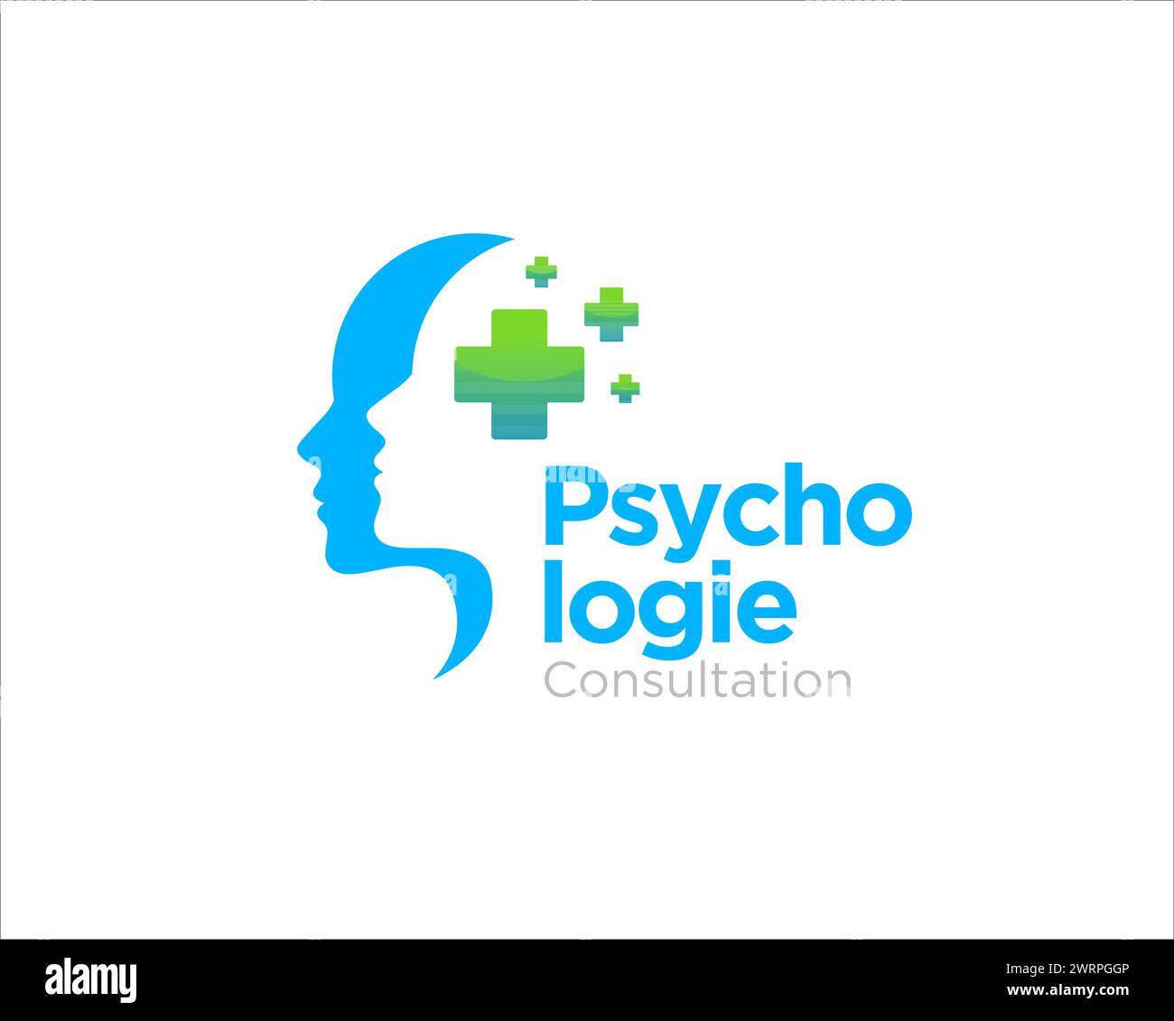 psychology health logo with head and cross figure Stock Vector Image ...