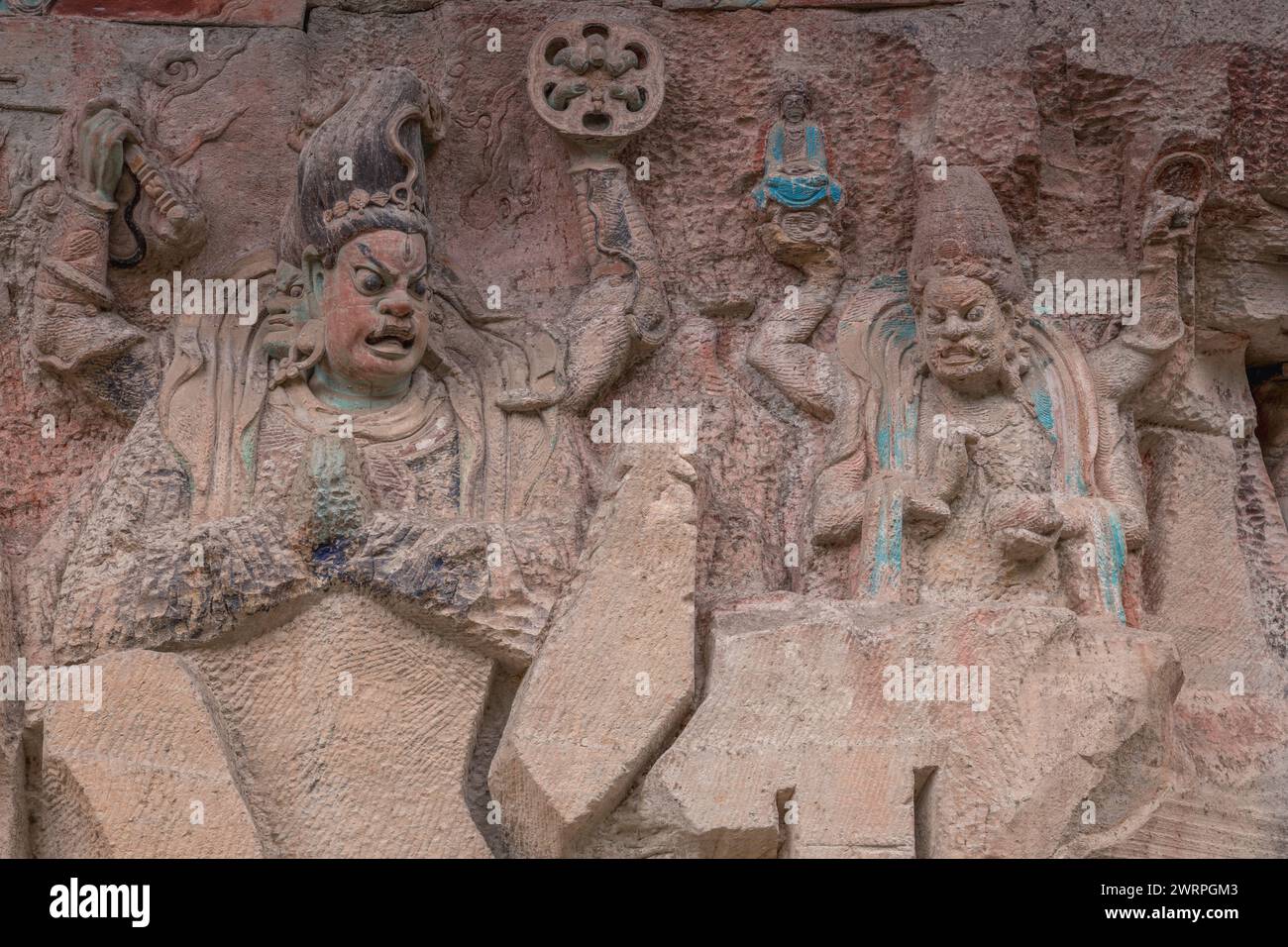 Dazu Rock Carvings, Ancient Buddhist Hillside Rock Carvings, Chongqing ...