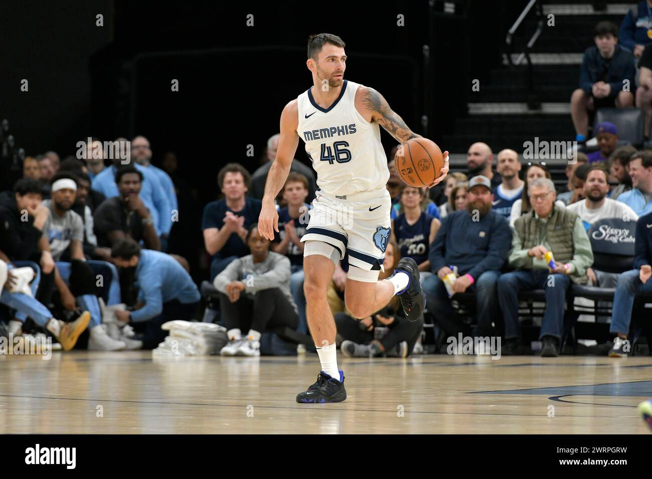 Memphis Grizzlies guard John Konchar (46) brings the ball up court ...