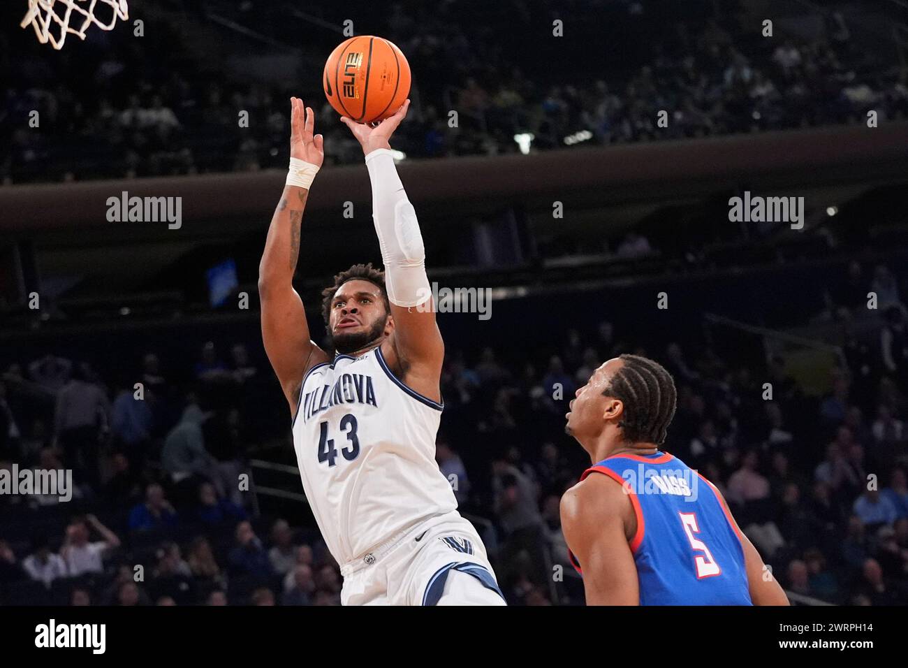 Villanova forward Eric Dixon (43) shoots against DePaul center ...