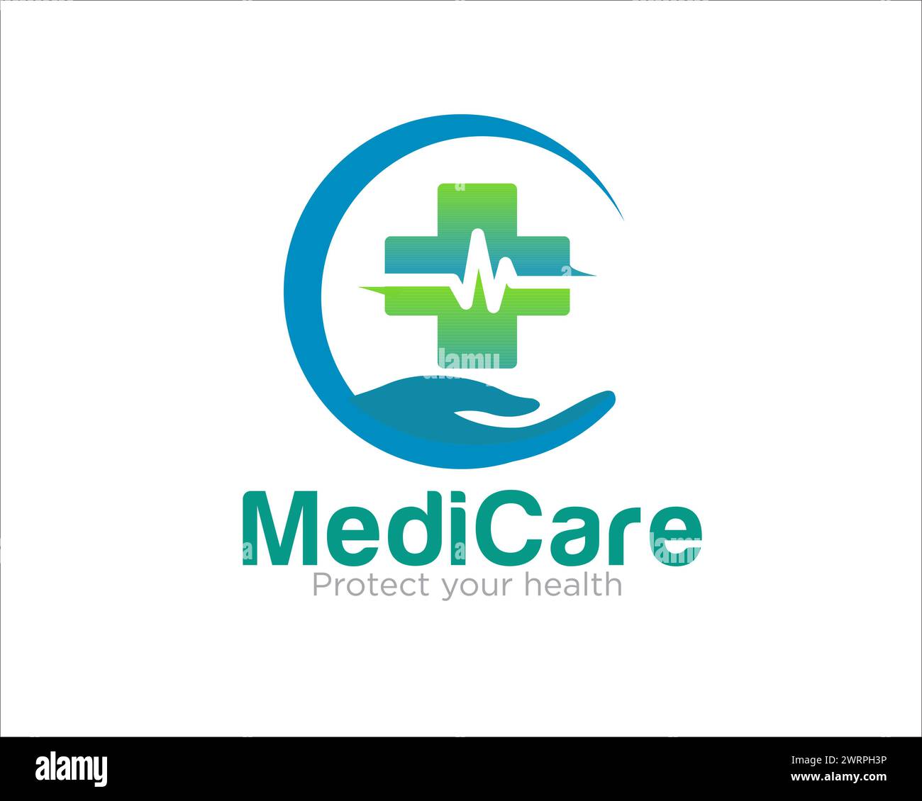 cardiogram on the cross for health care service logo designs Stock ...