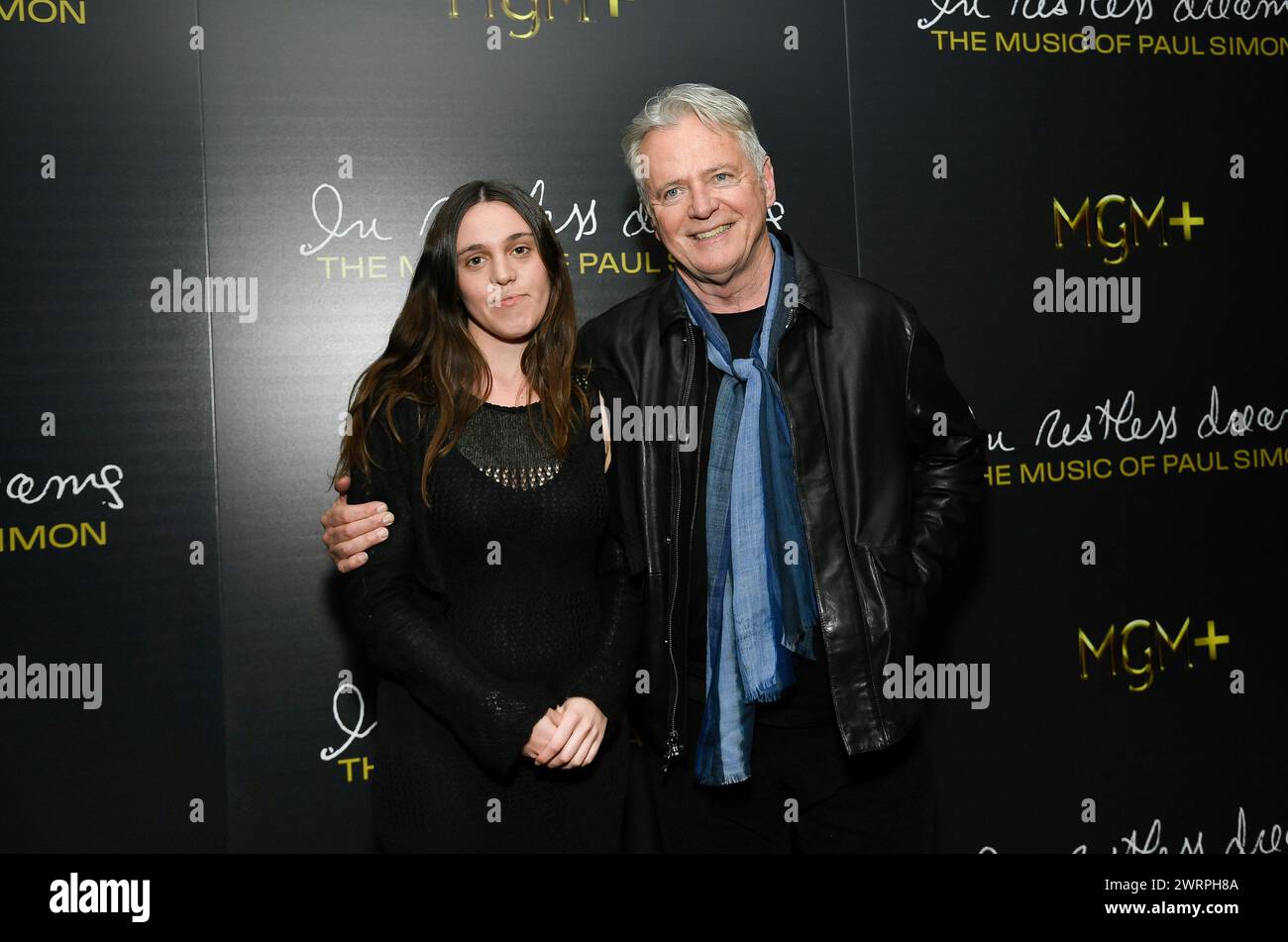 Aidan Quinn, right, daughter Ava Quinn attend the MGM+ premiere of "In ...