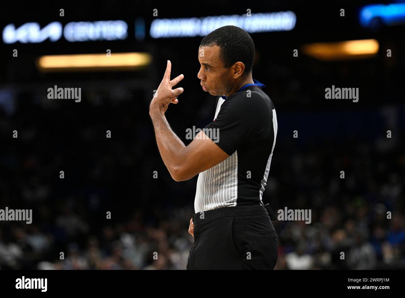 Official Phenizee Ransom signals during the second half of an NBA ...
