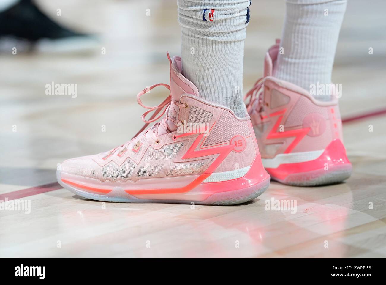 Denver Nuggets center Nikola Jokic (15) wears a pair of 361 degrees ...