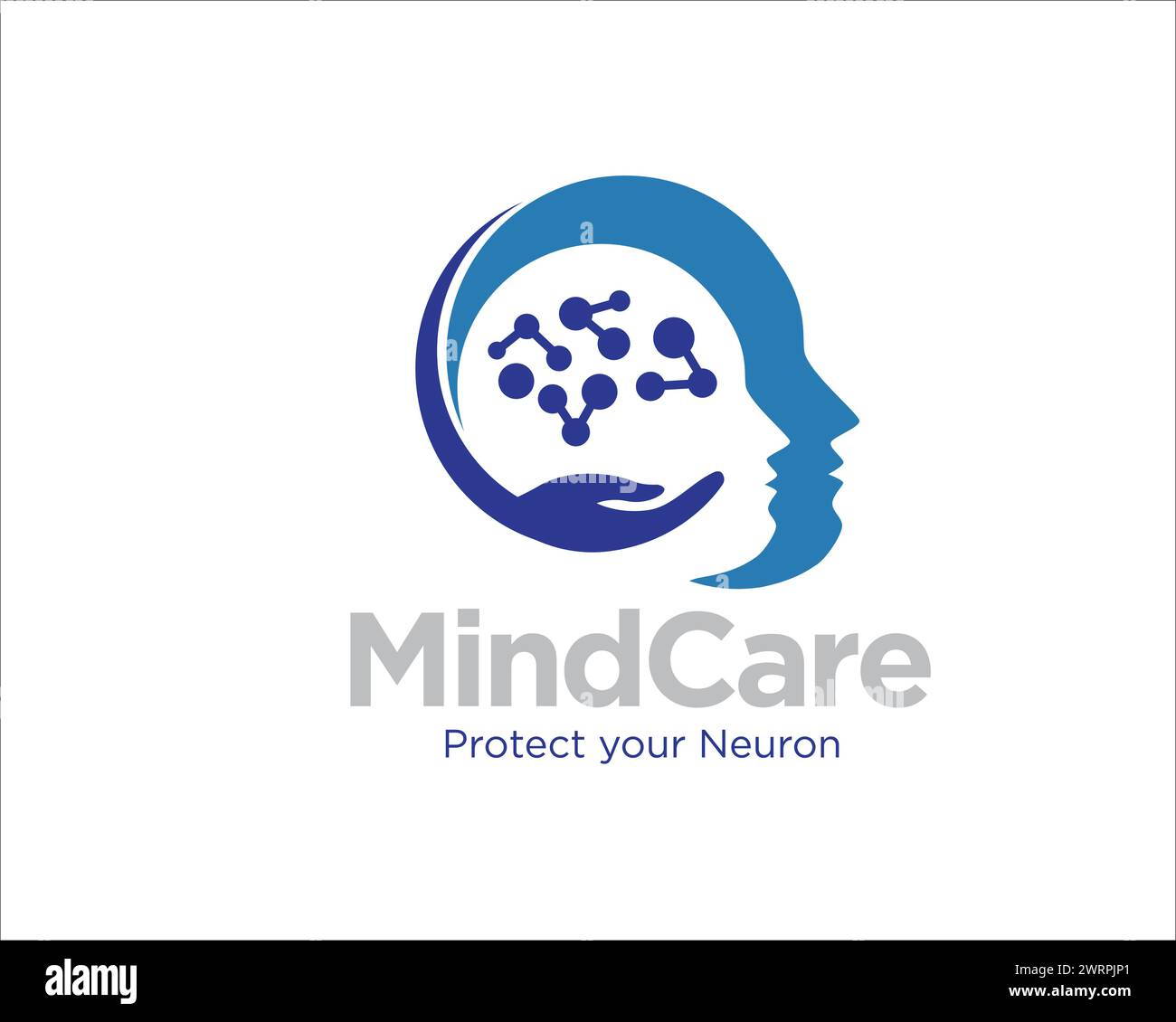 mind care logo with neuron and head figure for medical and consult ...