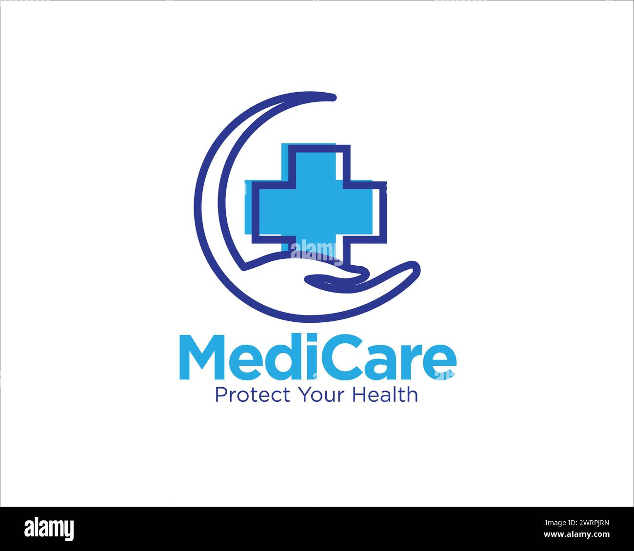 medicare logo for medical and health service logo with hand and cross ...
