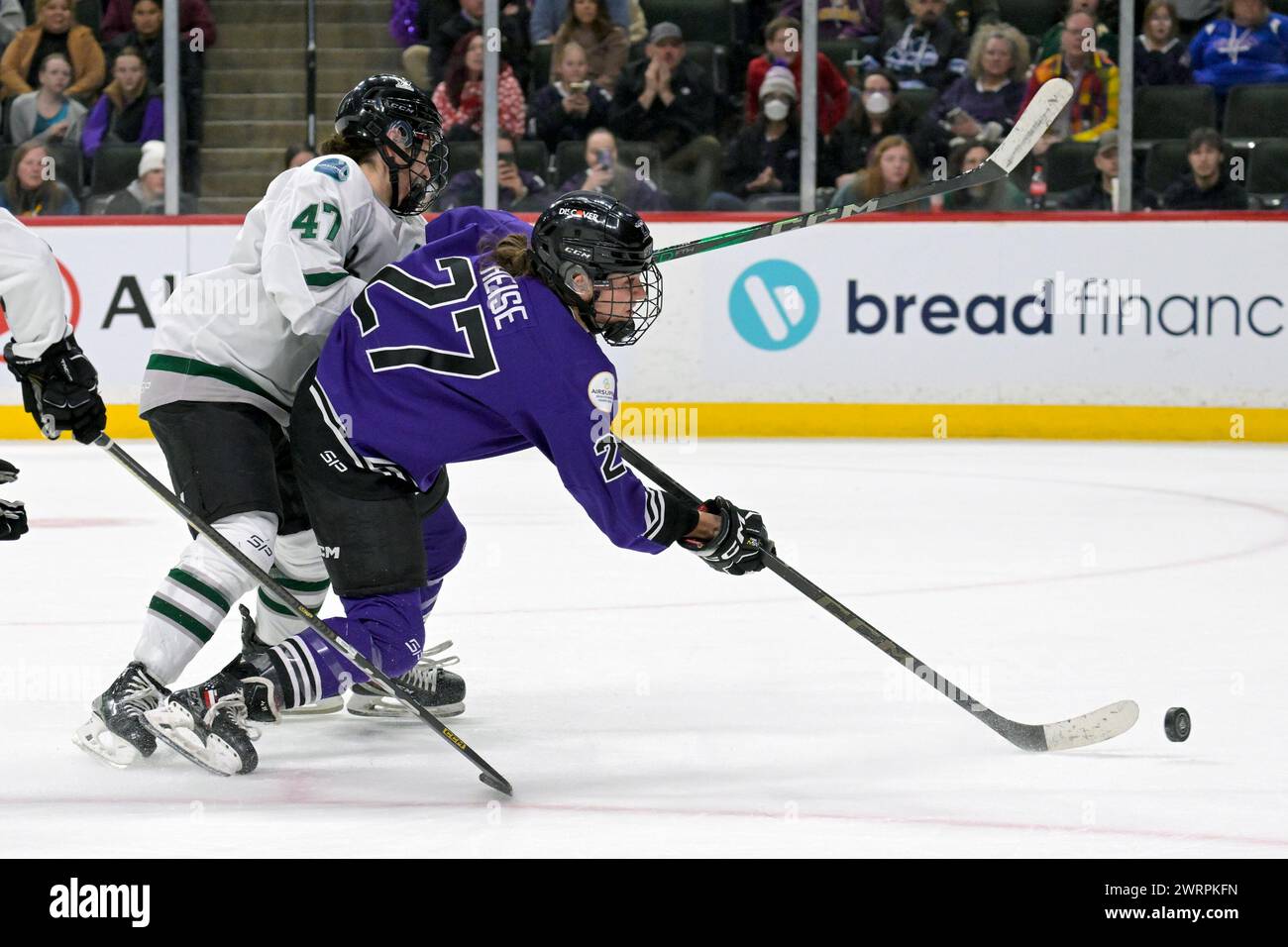 ST. PAUL, MN - MARCH 13: Minnesota forward Taylor Heise (27) takes a ...