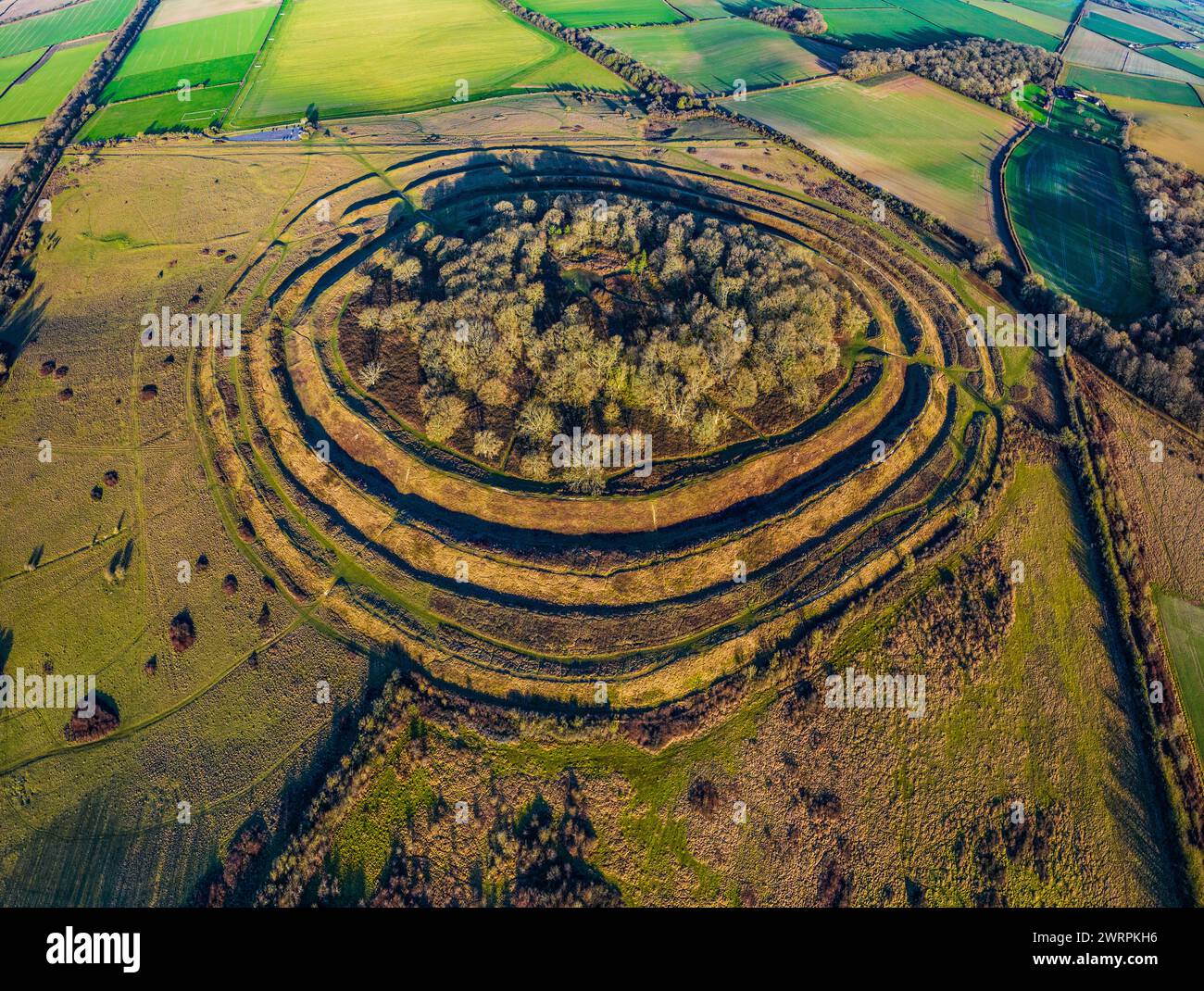 Aerial view of Badbury Rings hill fort, Dorset, UK Stock Photo - Alamy