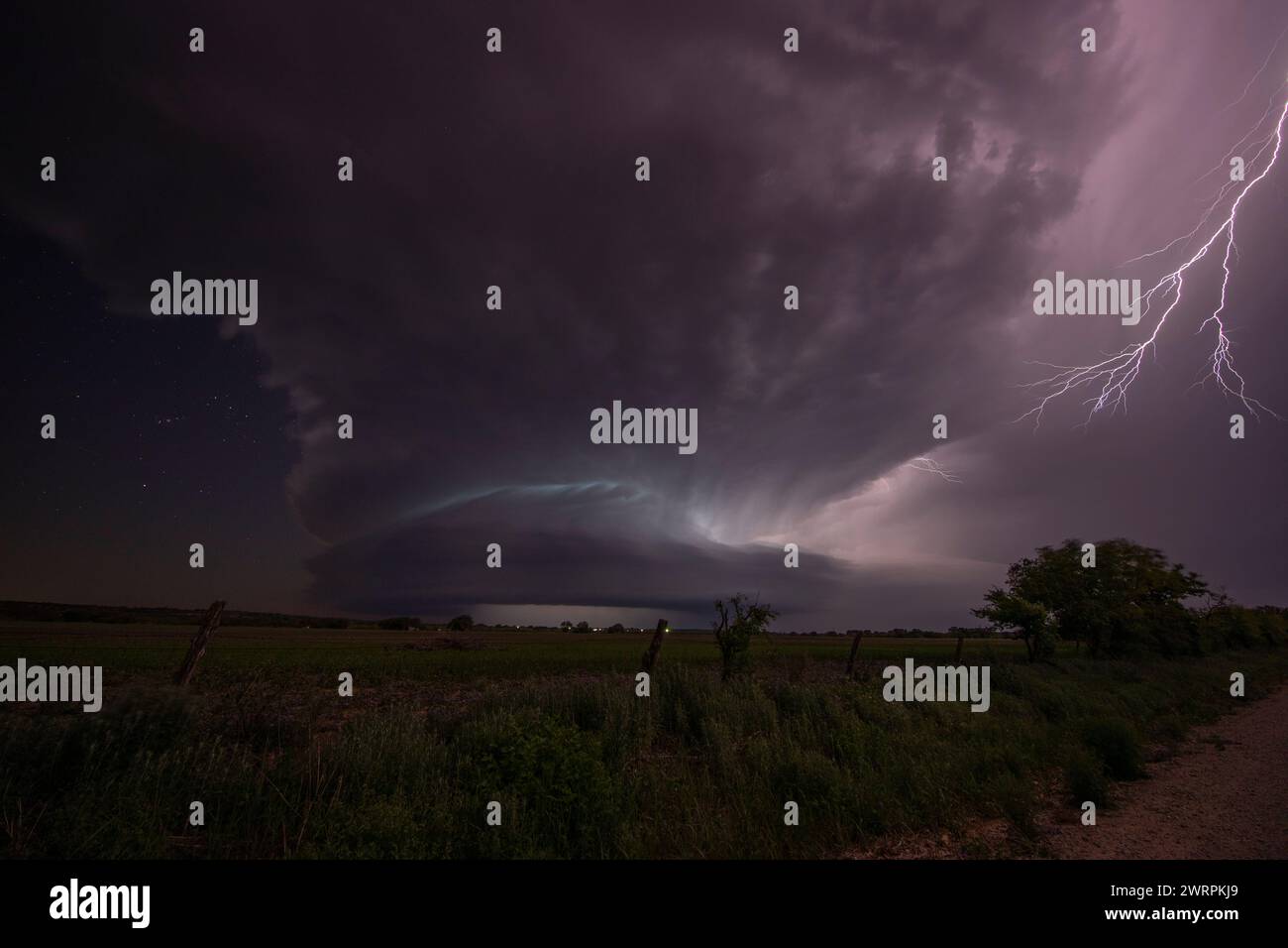 Lightning at night from the anvil of a storm, Texas, USA Stock Photo ...