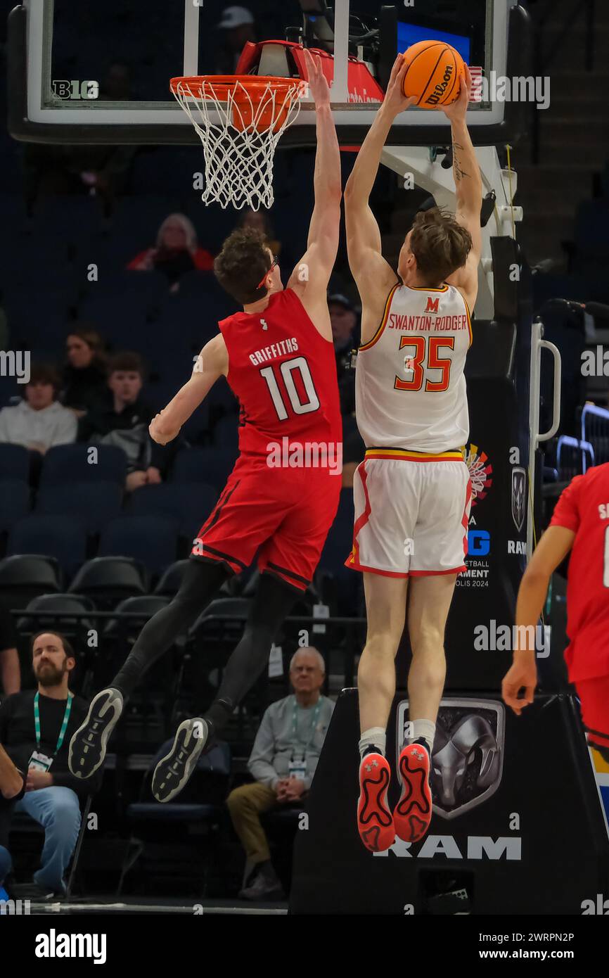 Minneapolis, Minnesota, USA. 13th Mar, 2024. Maryland Terrapins center ...
