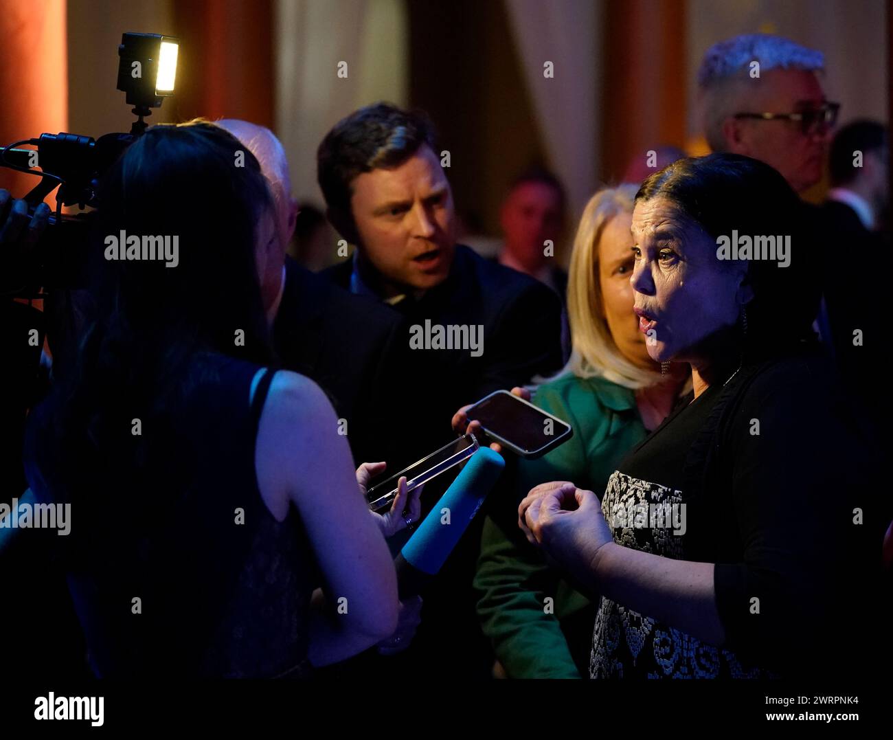Sinn Fein Leader Mary Lou McDonald speaking to the media at the Ireland ...