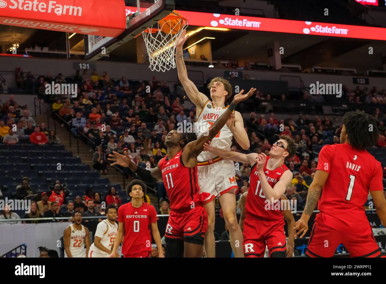 Minneapolis, Minnesota, USA. 13th Mar, 2024. Maryland Terrapins center ...