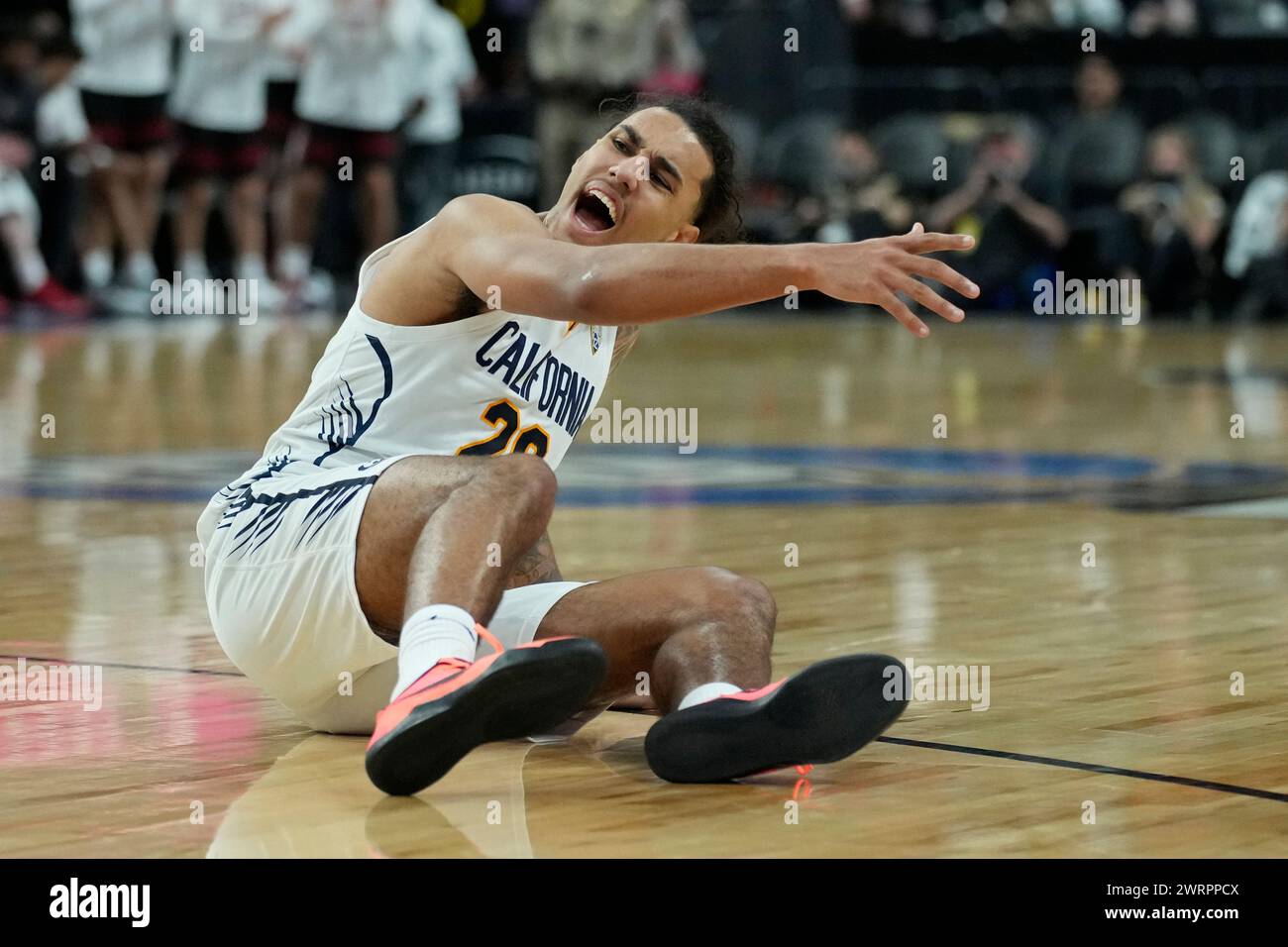 California guard Jaylon Tyson (20) reacts after a play against Stanford ...