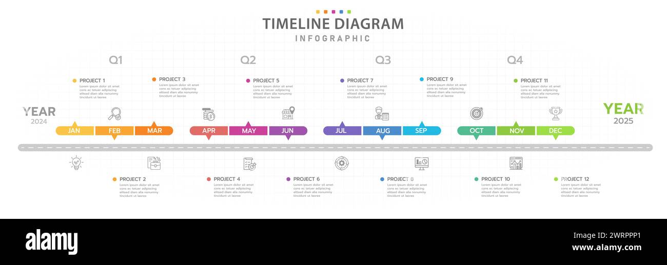 Infographic template for business. 12 Months modern Timeline diagram ...