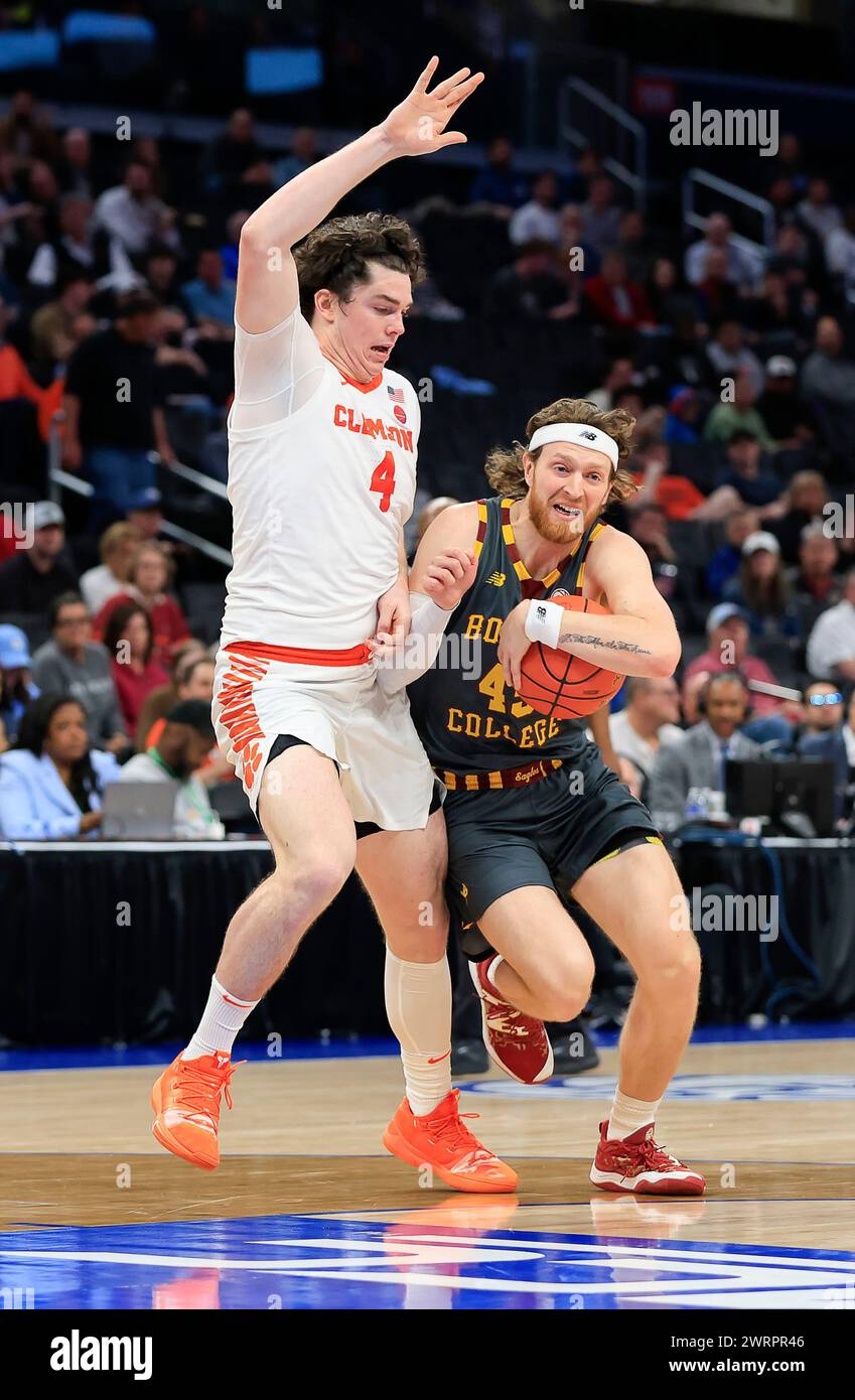 March 13, 2024: Boston College Eagles Guard (45) Mason Madsen tries to ...
