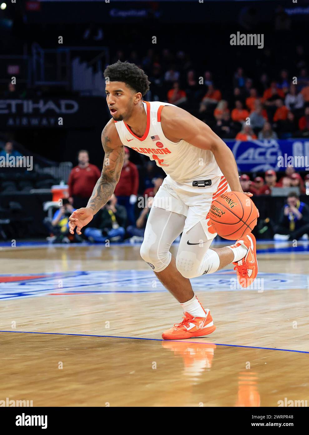 March 13, 2024: Clemson Tigers Guard (1) Chase Hunter during an ACC Men ...