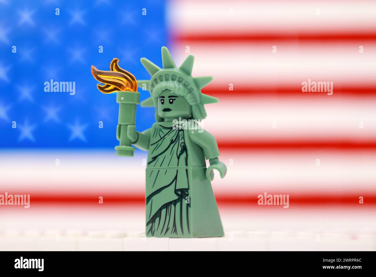 the citizen dress like Statue of Liberty hold the torch under the US ...