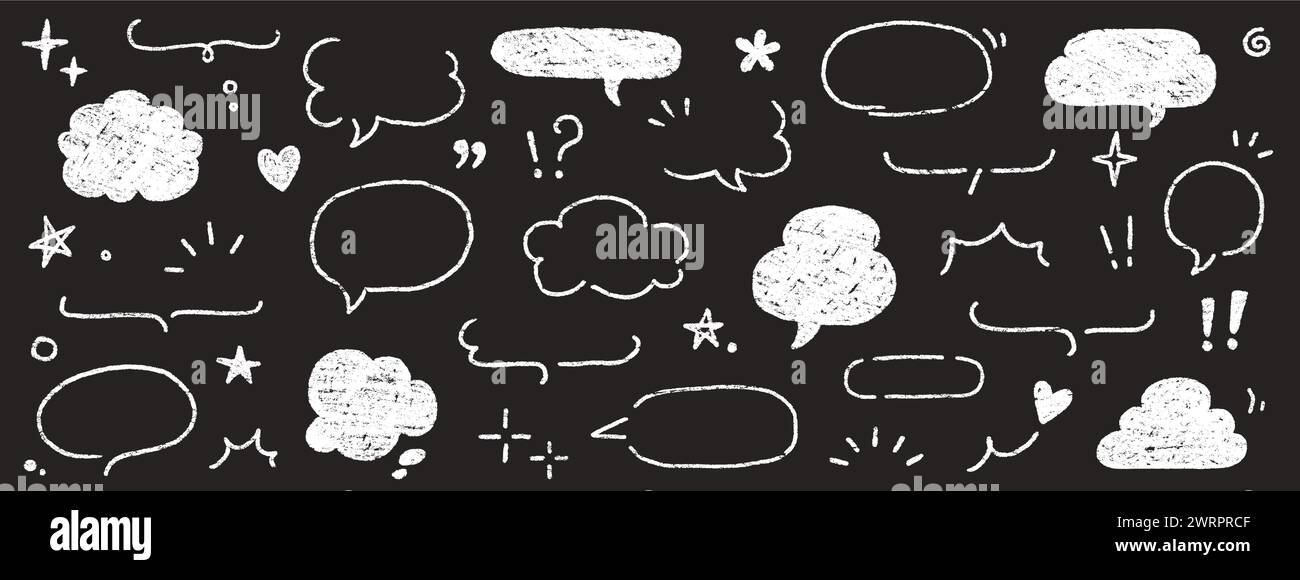 Cute crayon frame speech bubble set. Crayon chalkboard background ...