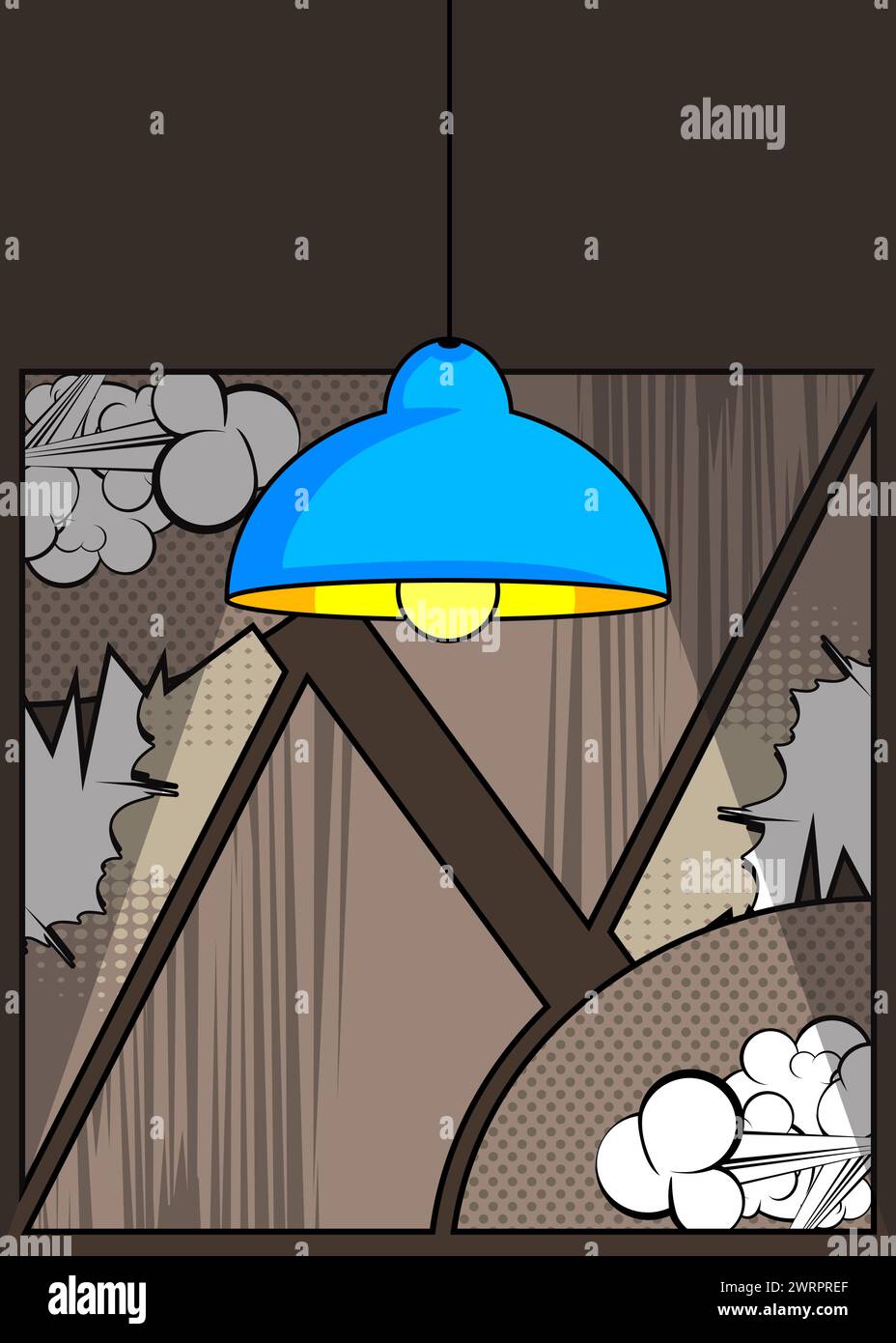 Cartoon pendant electric lamp, comic book Lighting Equipment. Retro ...