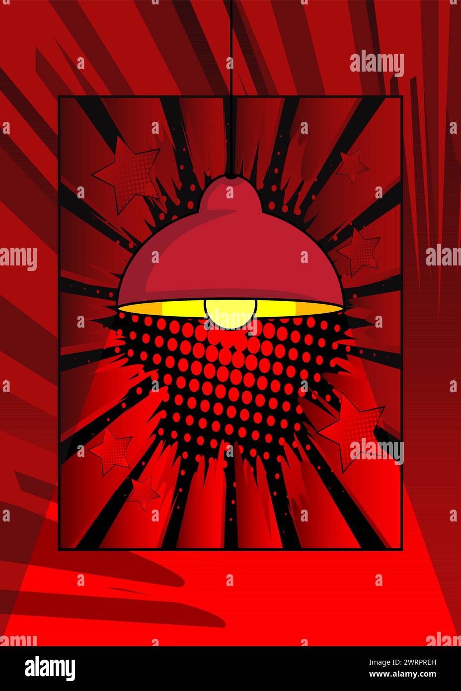 Cartoon pendant electric lamp, comic book Lighting Equipment. Retro ...