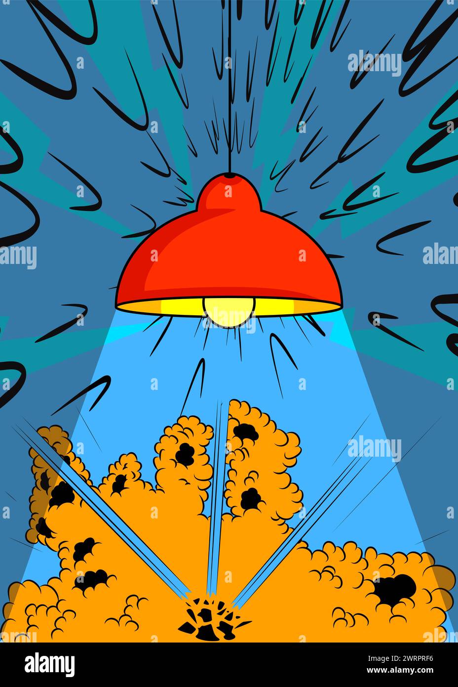 Cartoon pendant electric lamp, comic book Lighting Equipment. Retro ...