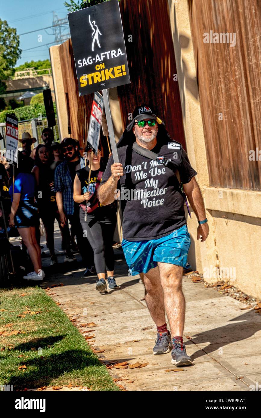 On July 14, 2023, Hollywood actors & writers strike, holding picket ...