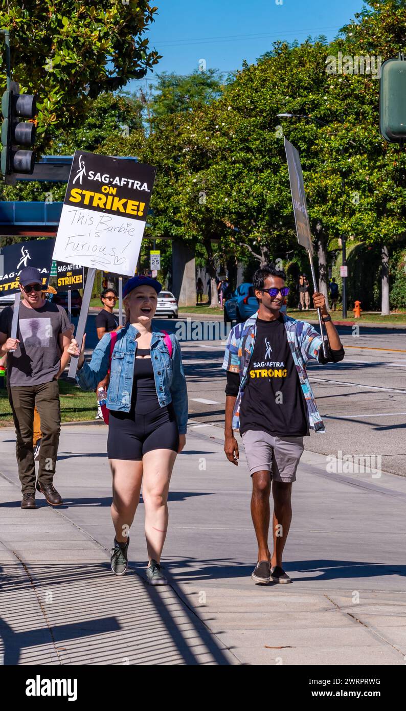On July 14, 2023, Hollywood actors & writers strike, holding picket ...