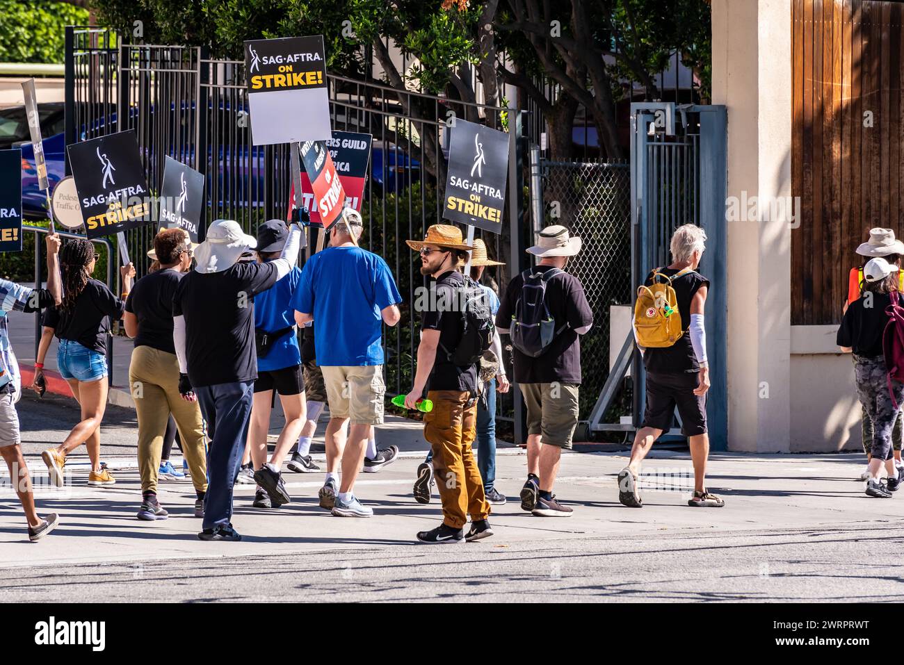 On July 14, 2023, Hollywood actors and writers strike, holding picket ...