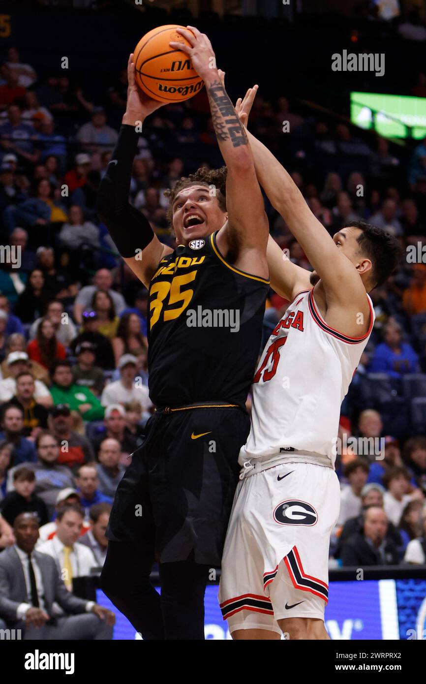 NASHVILLE, TN - MARCH 13: Missouri Tigers forward Noah Carter (35) goes ...
