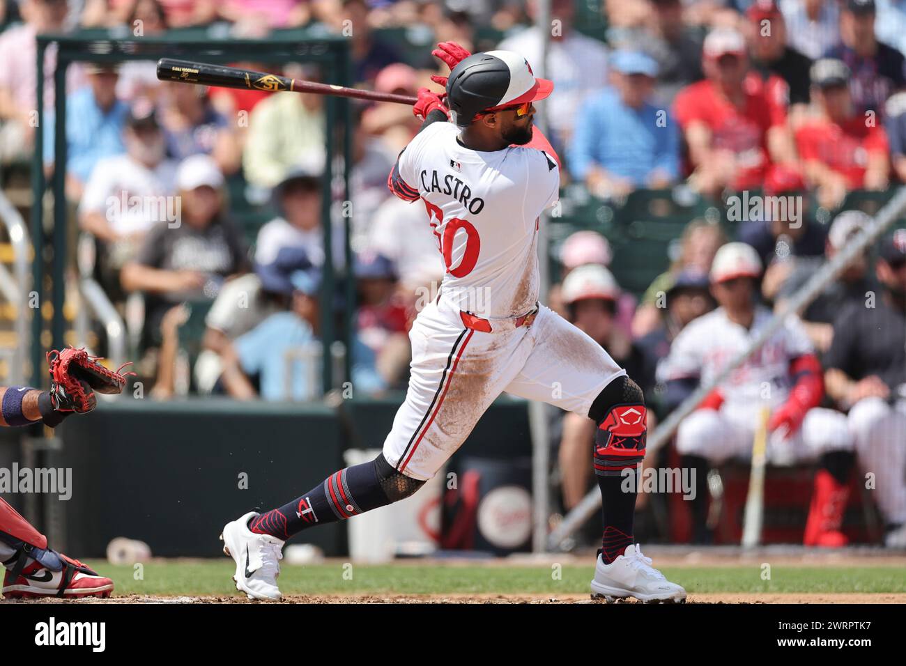 Fort Myers, FL: Minnesota Twins second baseman Willi Castro (50) fouls ...