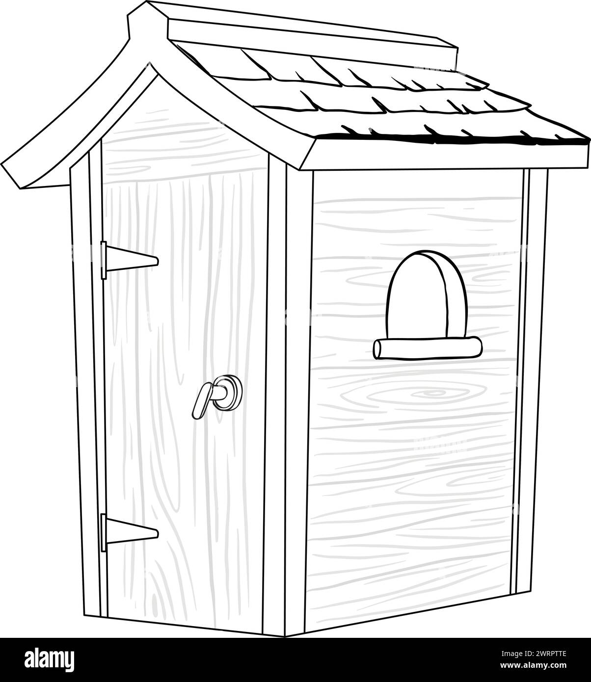 Black and white drawing of a classic outhouse Stock Vector Image & Art ...